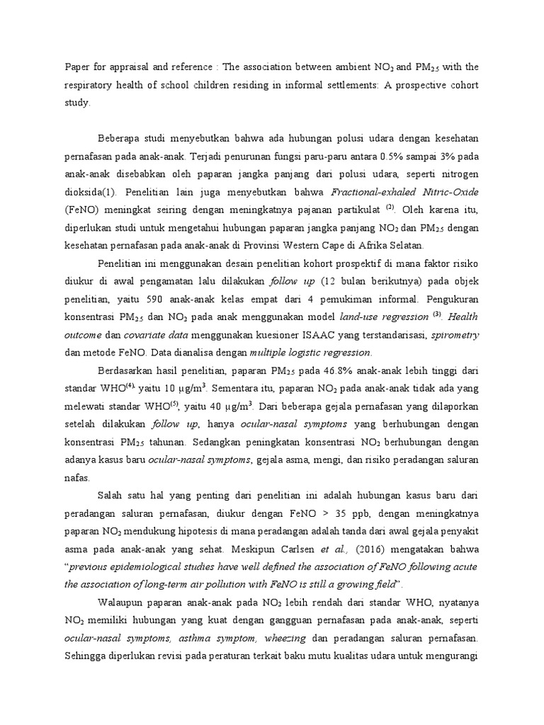 Dampak NO2 dan PM2.5 pada Kesehatan Anak | PDF