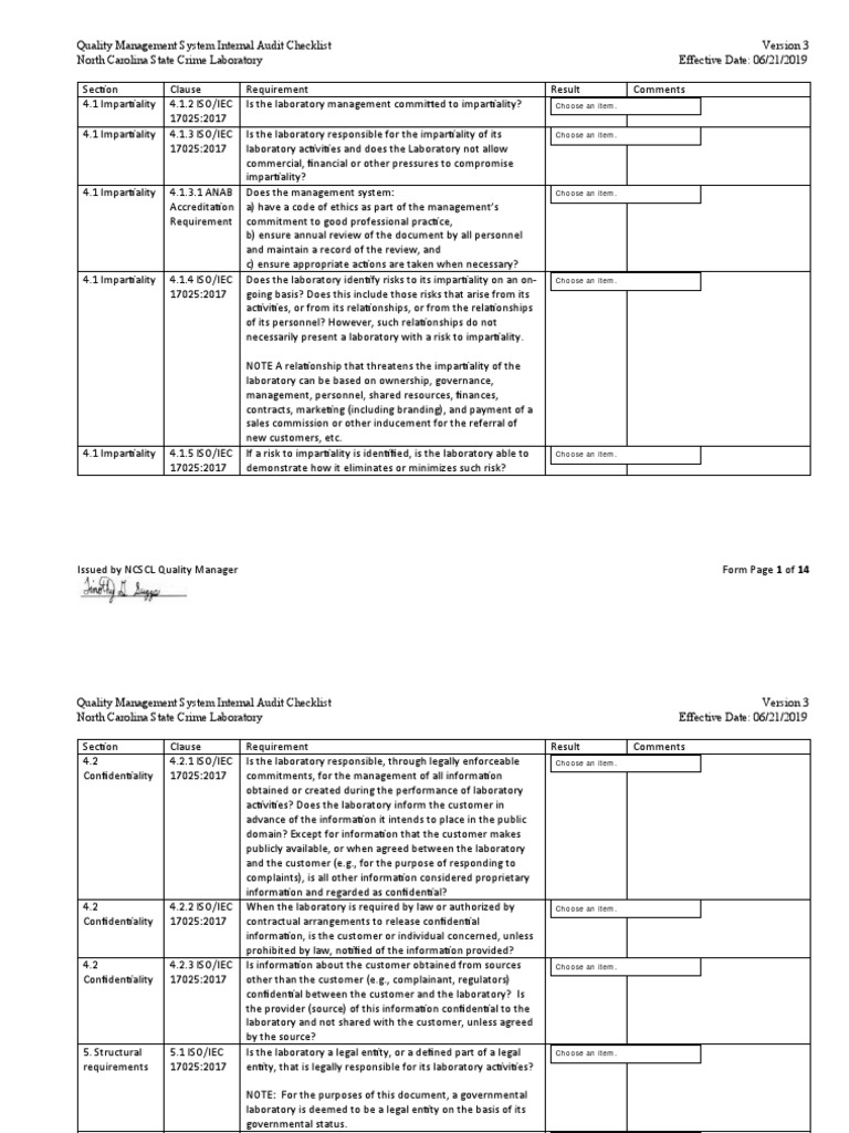 Quality Management System Internal Audit | PDF | Calibration | Audit