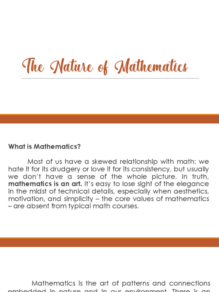 The Nature of Mathematics | PDF | Area | Elementary Mathematics