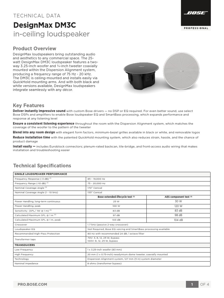 Bose Designmax DM3C | PDF | Loudspeaker | Equalization (Audio)