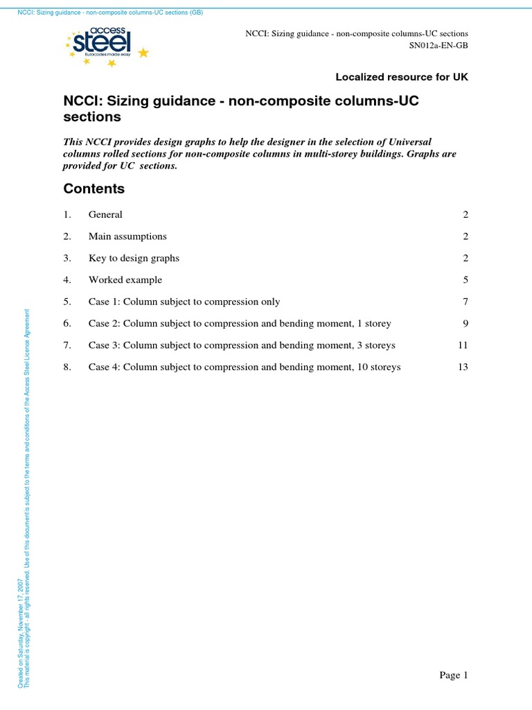 Column UC Sizing | PDF | Bending | Column