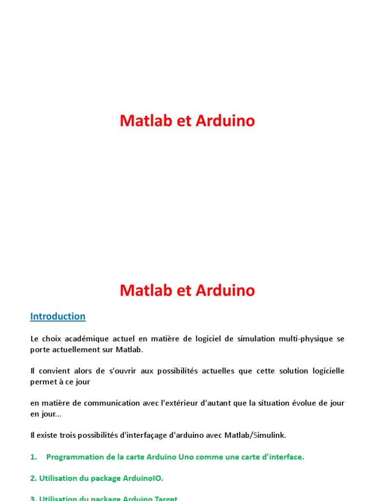 Chapitre 9 Arduino Et Matlab | PDF | Arduino | Programmation informatique