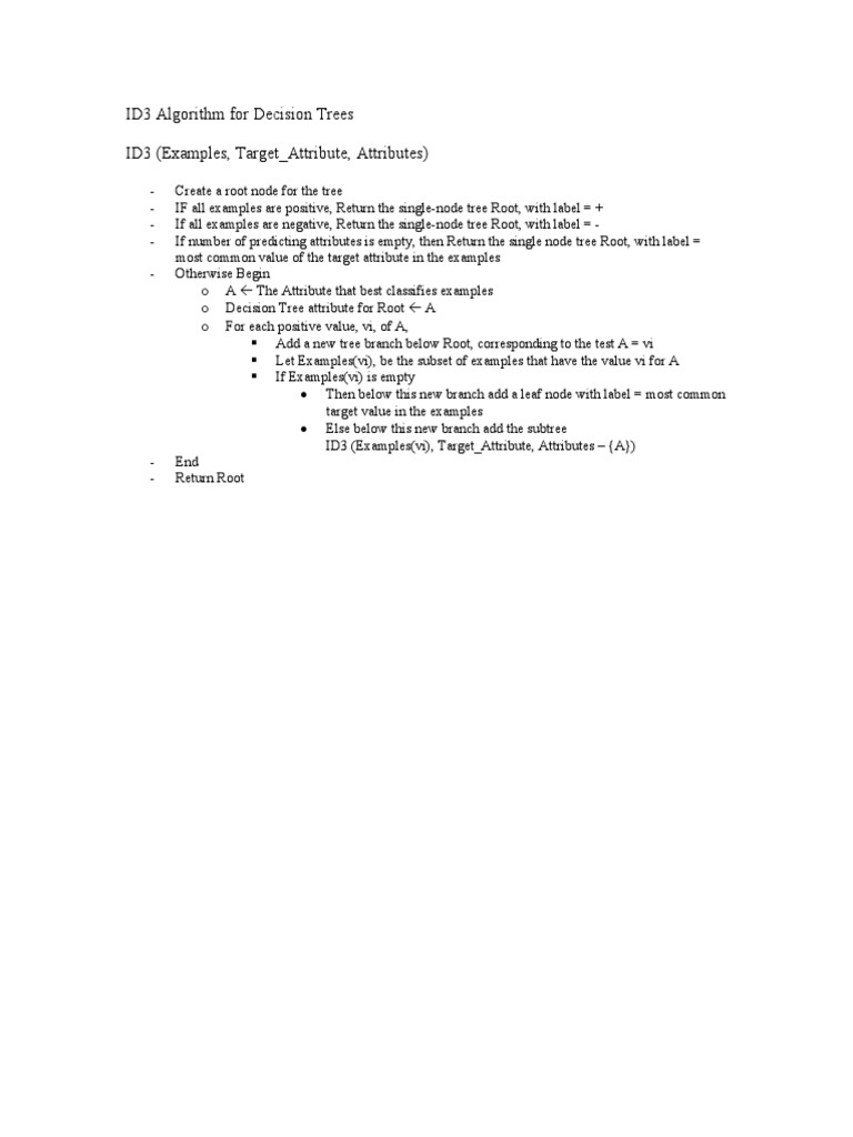 ID3 Decision Tree Algorithm Explained | PDF