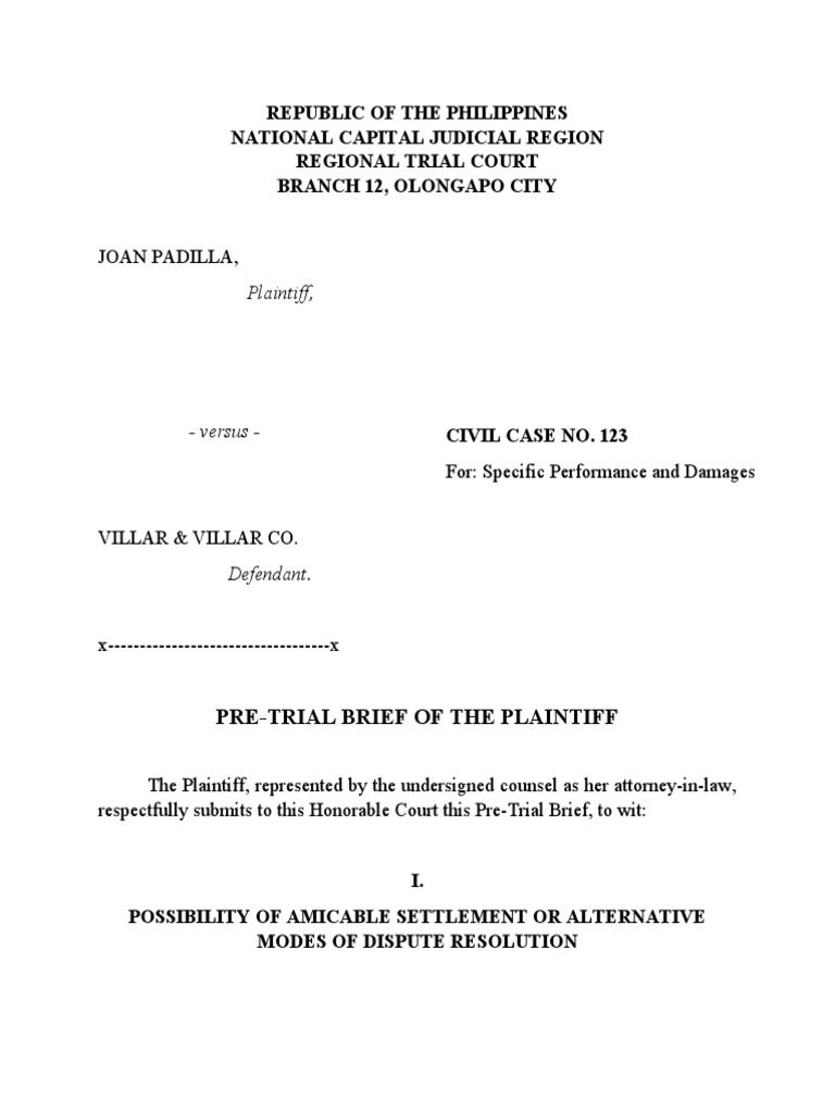 Republic of The Philippines National Capital Judicial Region Regional ...