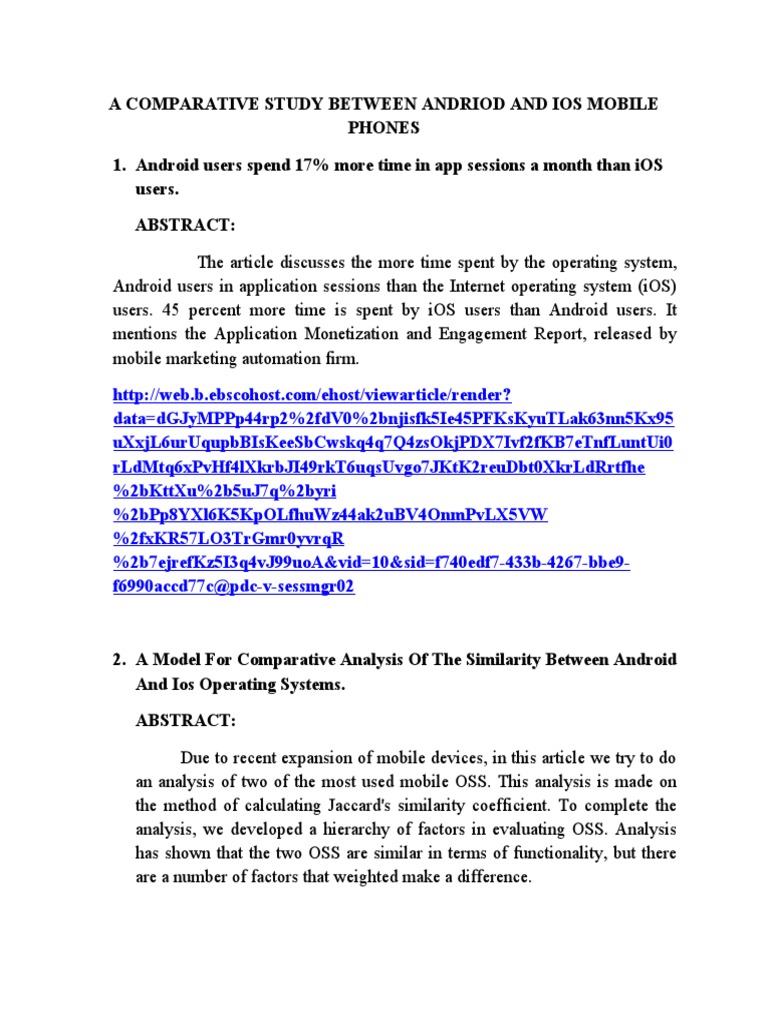 Android vs iOS: Comparative Analysis | PDF | Android (Operating System) | Ios