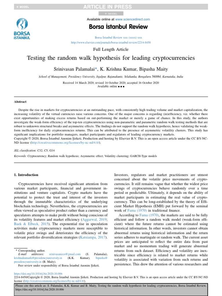 Testing The Random Walk Hypothesis For Leading Cryptocurrencies | PDF ...