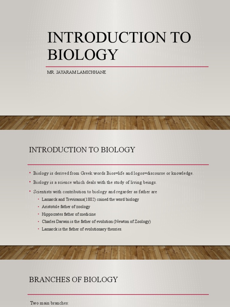 Introduction To Biology: Mr. Jayaram Lamichhane | PDF | Biology | Zoology