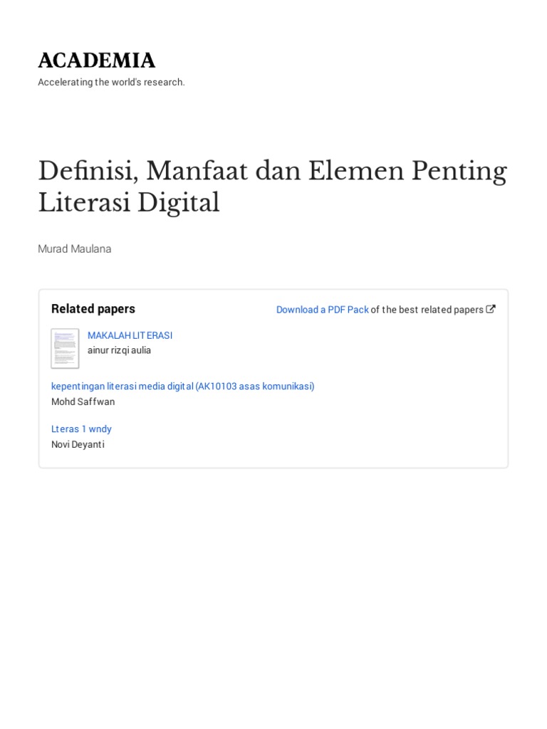 Definisi Manfaat Dan Elemen Penting Literasi Digital-with-cover-page-V2 ...