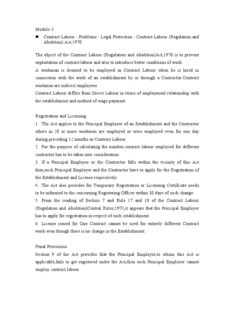 Labour Law 3 - 6full Notes | PDF | Employment | Legal Liability