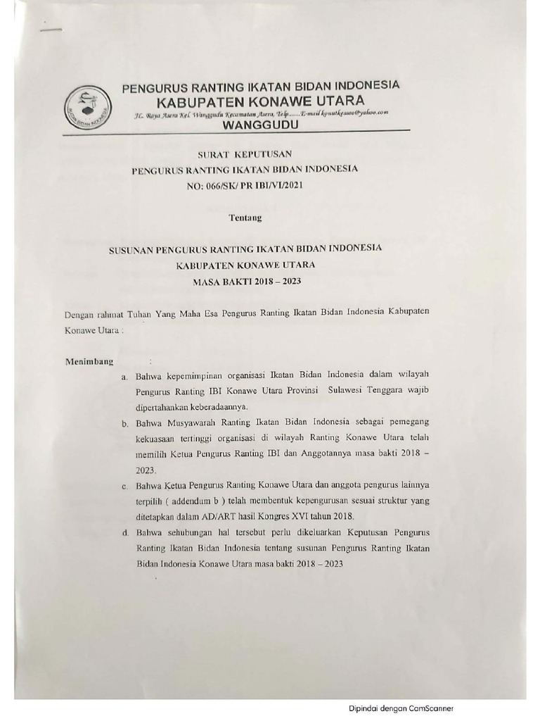 SK Organisasi IBI | PDF