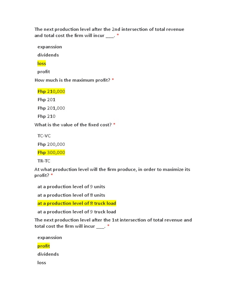 Production Level of A Firm | PDF