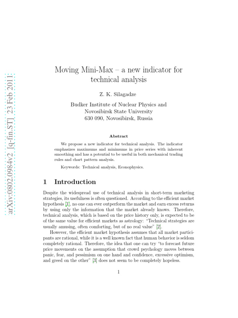 Moving Mini-Max - A New Indicator For Technical Analysis | PDF ...