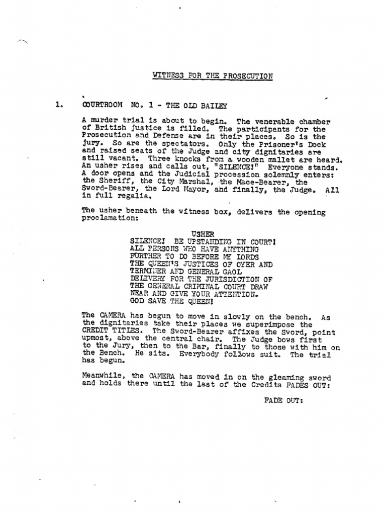 Witness For The Prosecution-Script | PDF | Courtroom | Violence