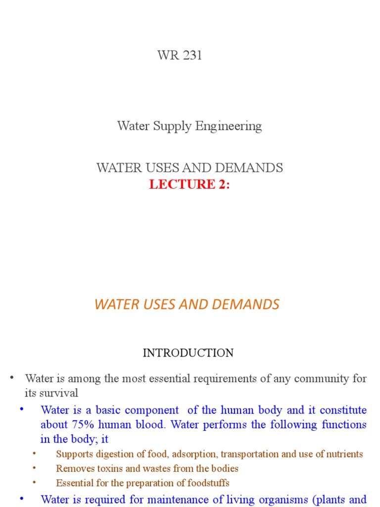 Lecture 2 Water Uses and Demand | PDF | Water | Forecasting