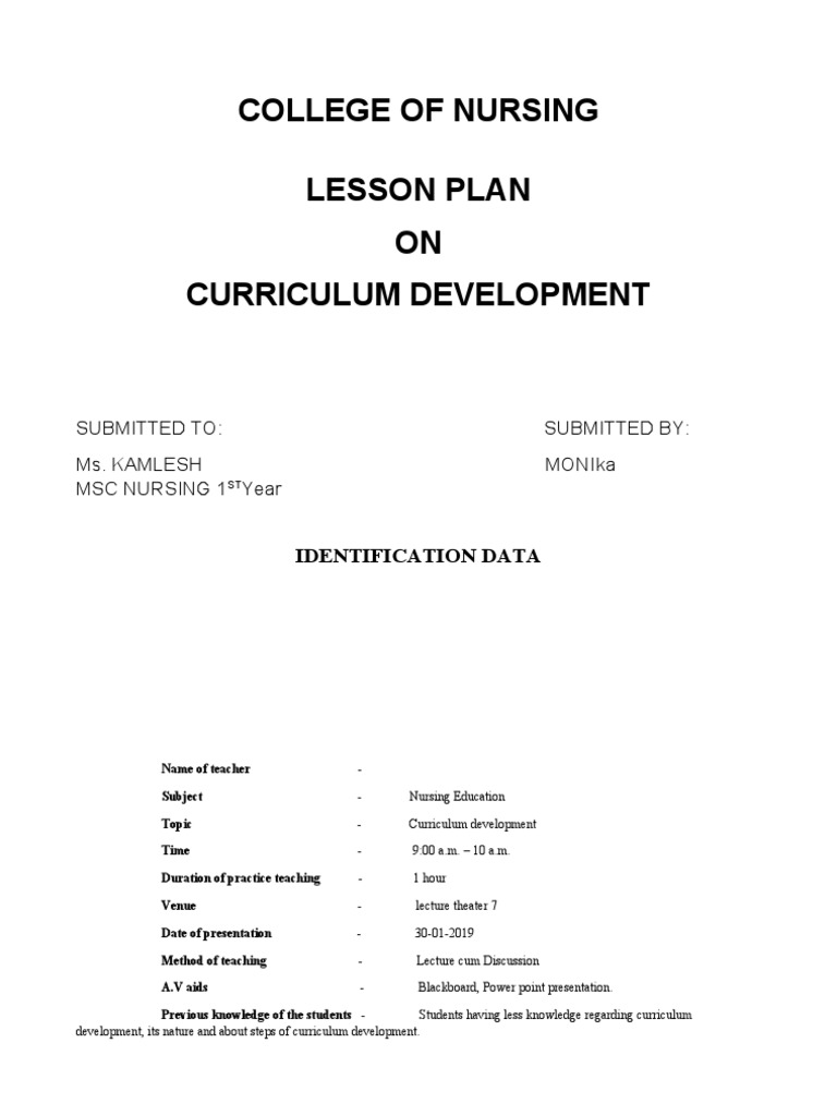 Curriculum Lesson Plan | PDF | Curriculum | Learning