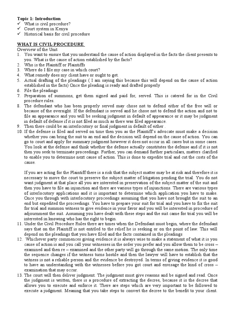 Civil Procedure Notes | PDF | Supreme Courts | Lawsuit