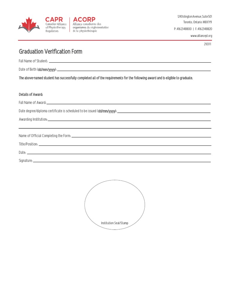 Graduation Verification Form | PDF | Academic Degree | Bachelor's Degree