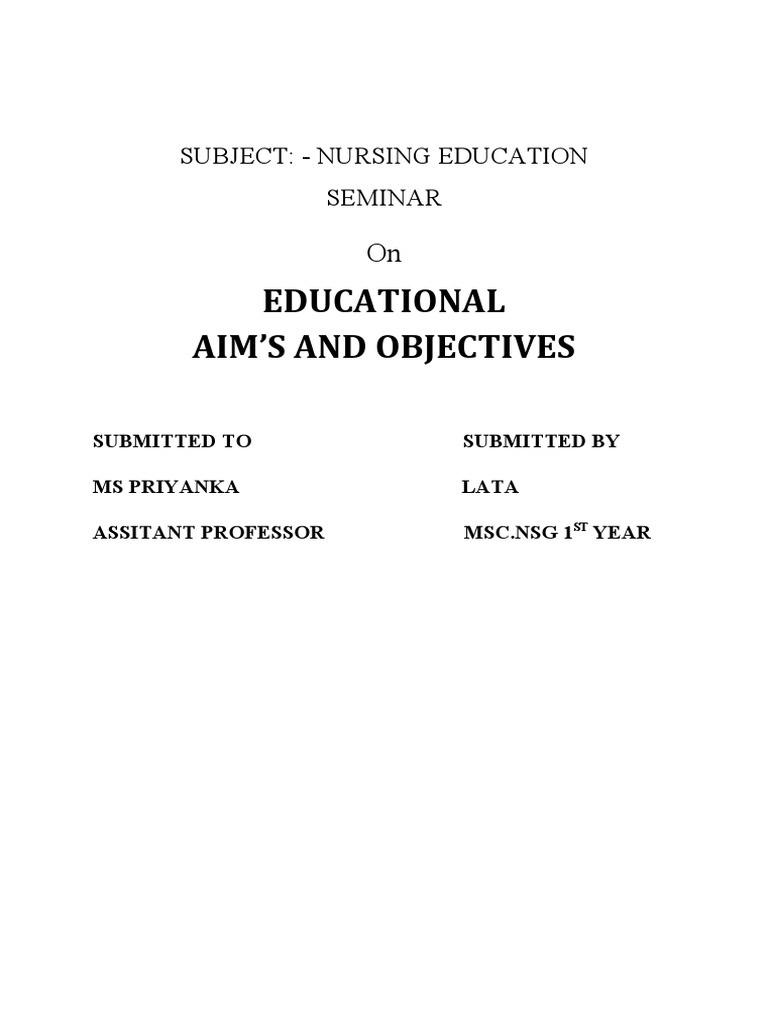 Seminar On Educational Aims & Objectives | PDF | Learning | Cognition