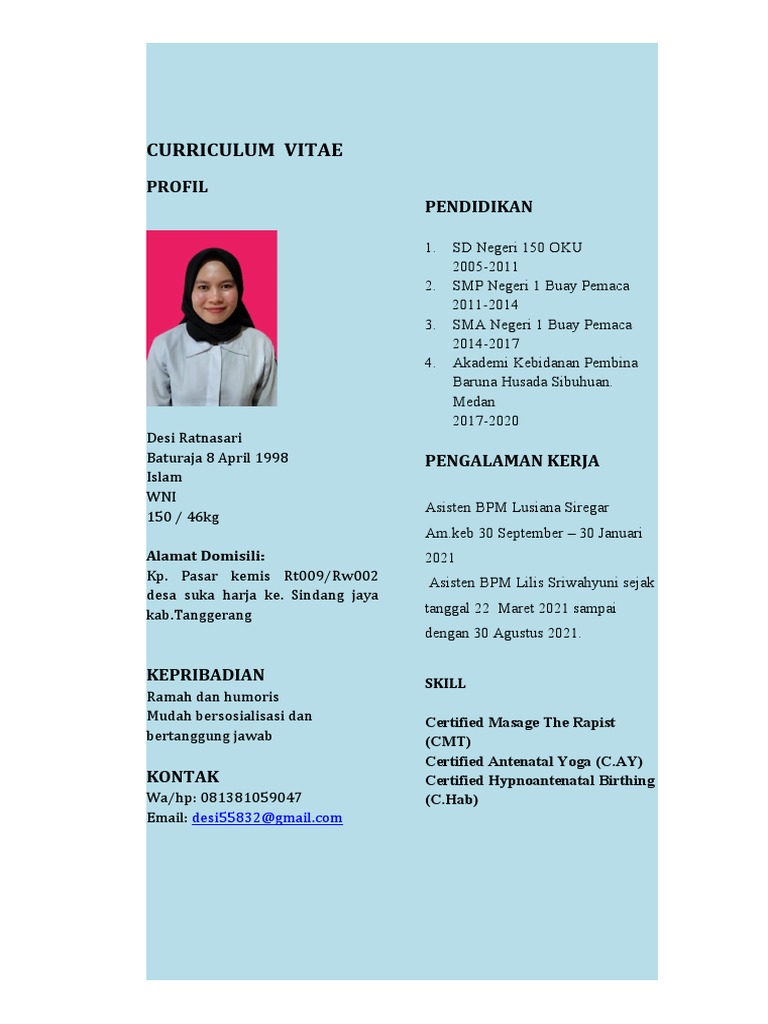 CV - Baru Lamaran Kerja Semtember | PDF