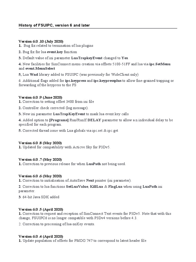 History Of Fsuipc Version 6 And Later Pdf 64 Bit Computing Computer File