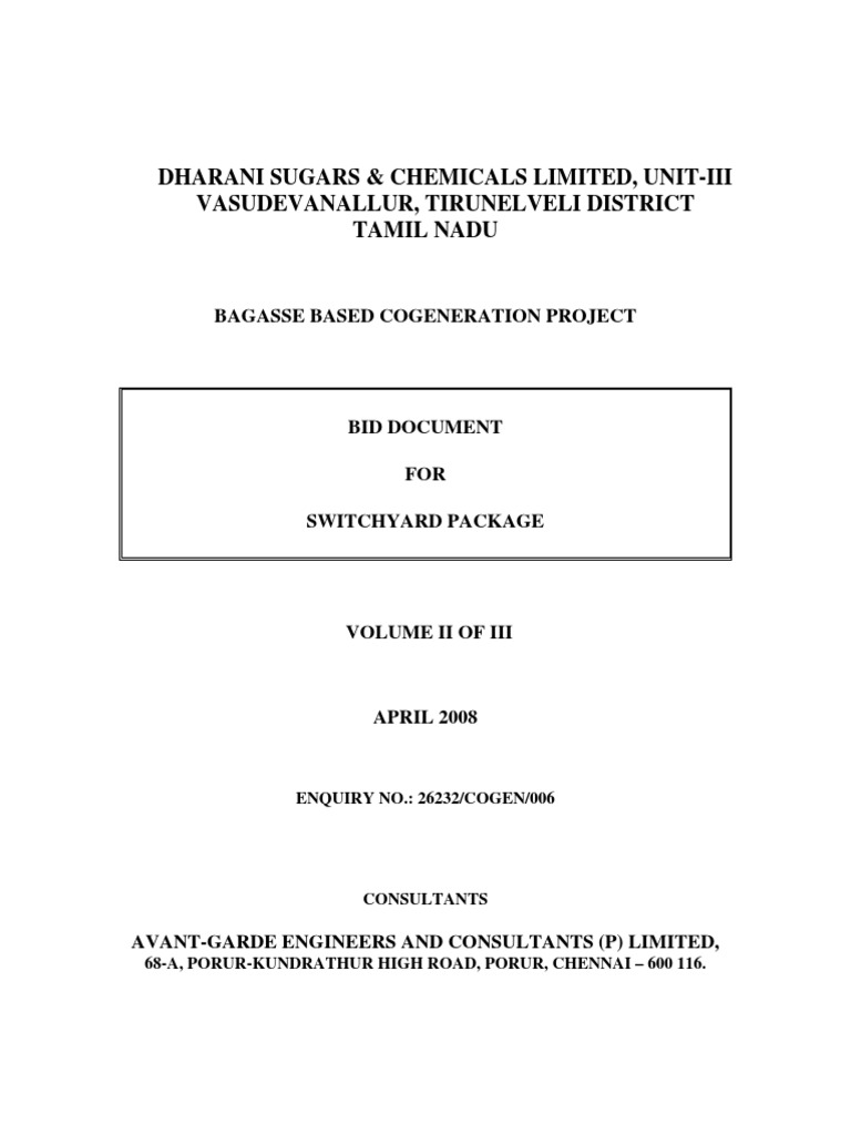 Switchyard Specification for Cogen Project | PDF | Electrical ...