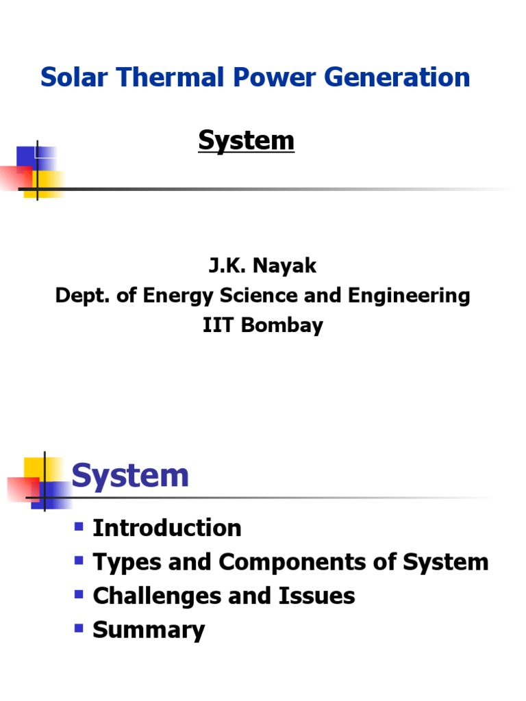 Solar Thermal Power Generation: System | Download Free PDF ...