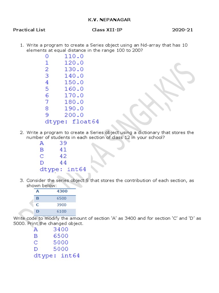 XII Practical List Programs | PDF | Chart | Sql