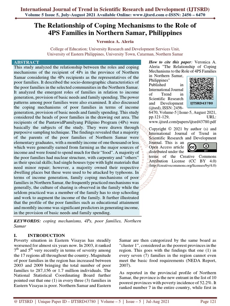 The Relationship of Coping Mechanisms To The Role of 4PS Families in ...