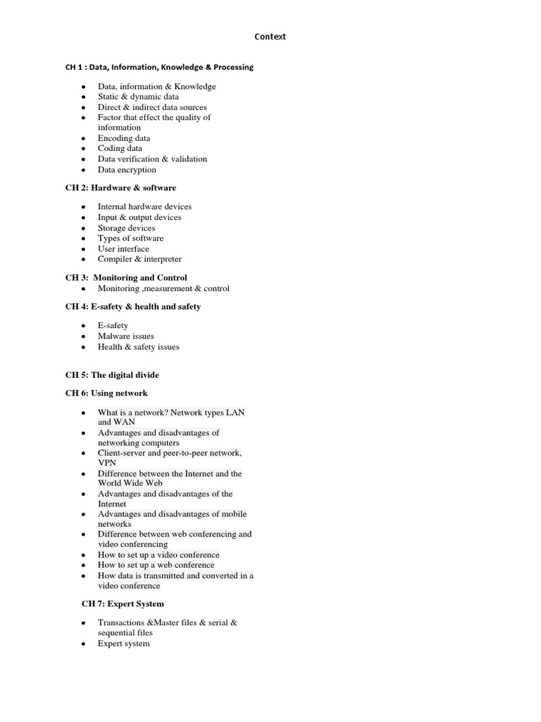 CH 1: Data, Information, Knowledge & Processing: Context | PDF | Computer Network | Internet