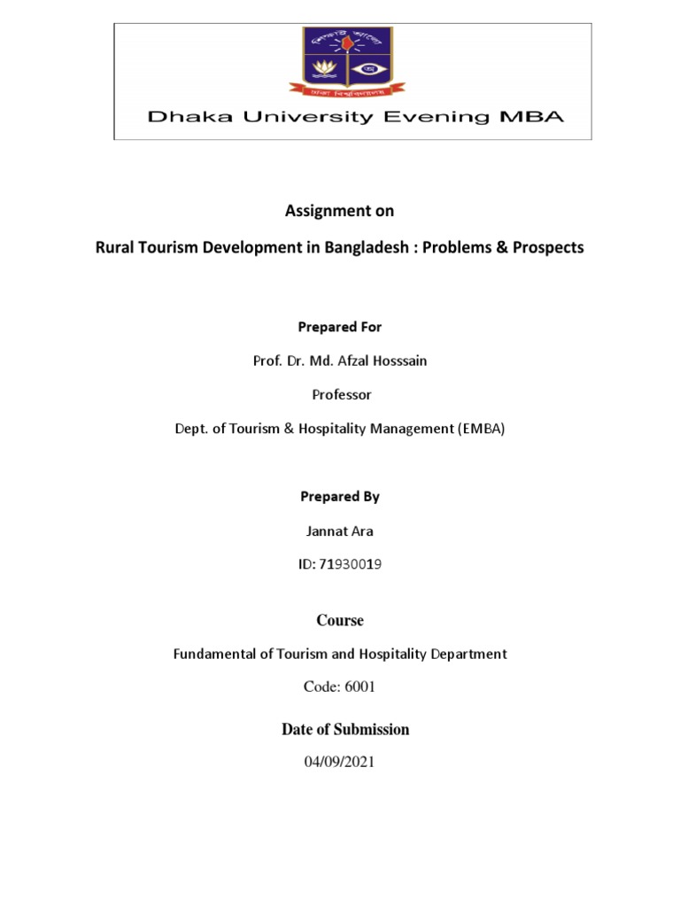 Assignment On Rural Tourism Development in Bangladesh: Problems ...