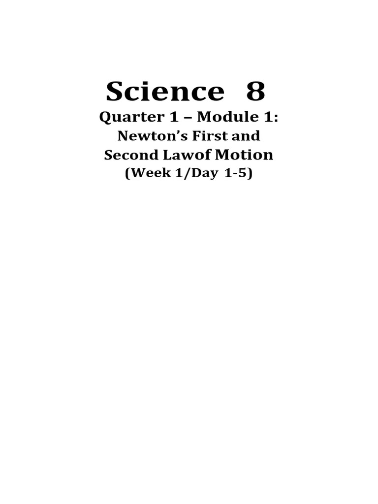 Science 8: Quarter 1 - Module 1: of Motion | PDF | Force | Newton's ...