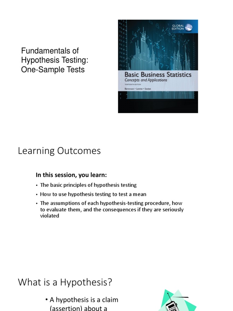Lecture 6 (Hypothesis Testing-One Sample T-Test) | PDF | P Value ...