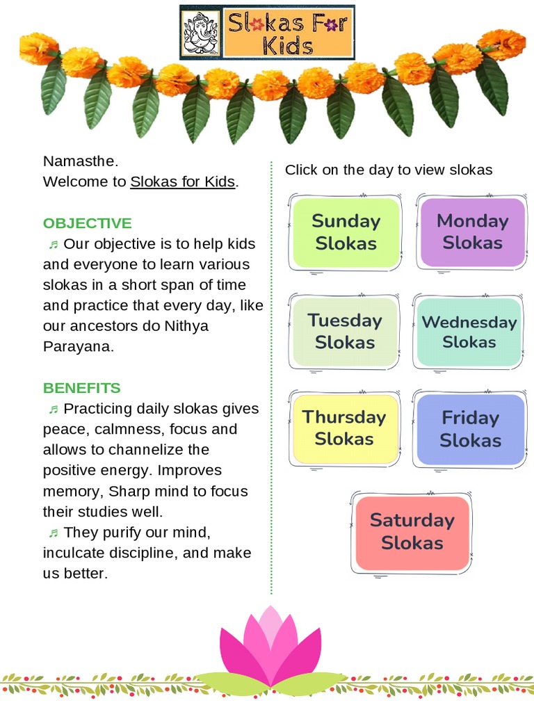 Slokas 4 Kids | PDF | Career & Growth | Self-Improvement