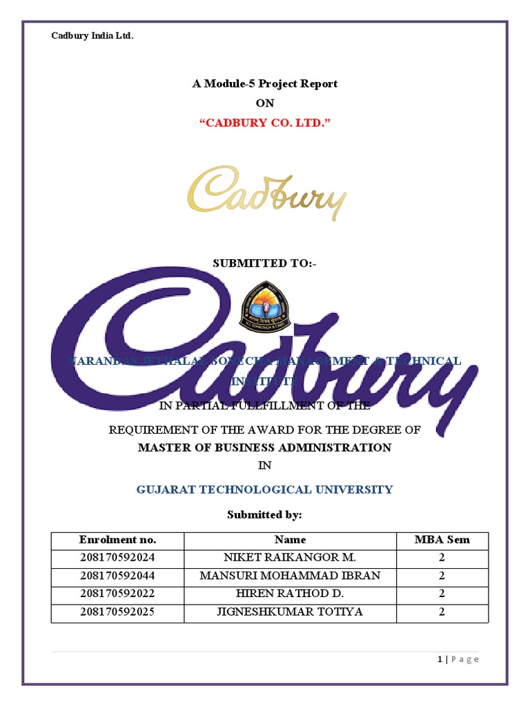 A Module-5 Project Report ON: "Cadbury Co. LTD." | PDF | Recruitment | Digital Marketing