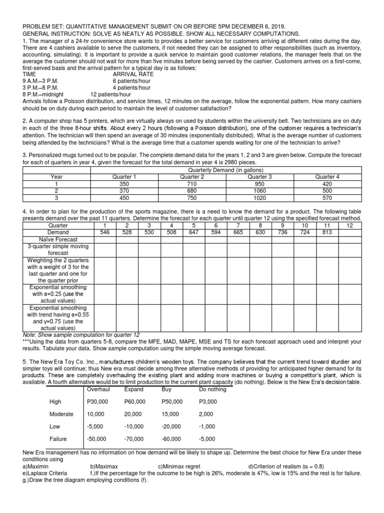 Problem Set Quanti | PDF | Forecasting | Applied Mathematics