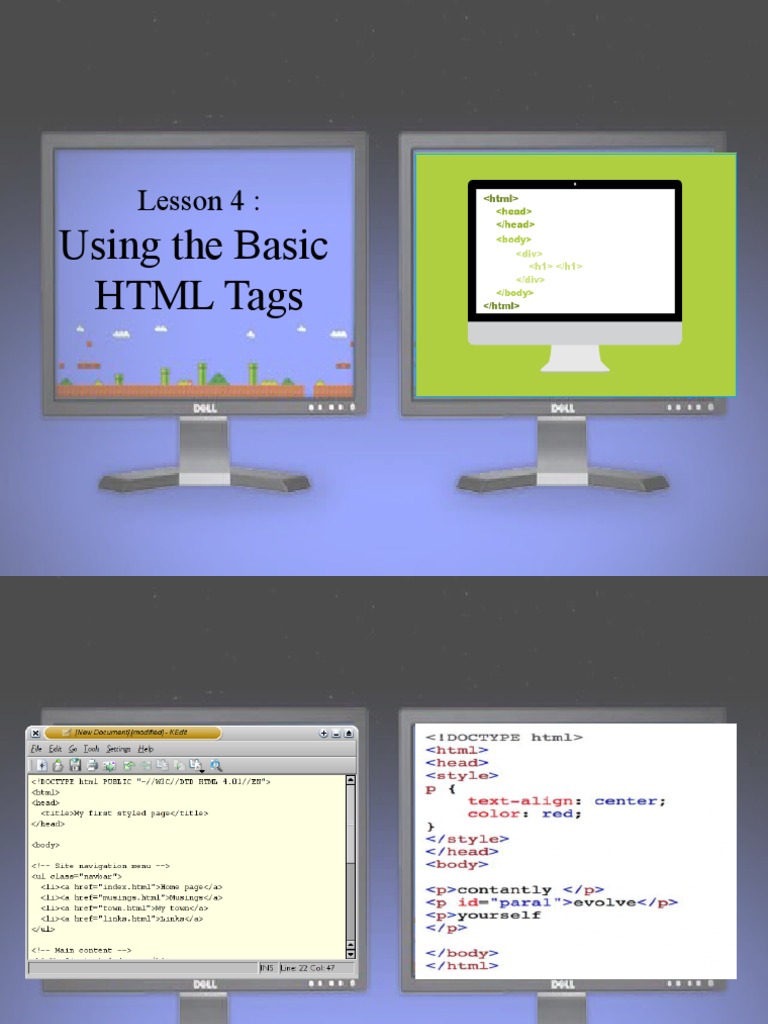 Using The Basic HTML Tags: Lesson 4 | PDF | Html Element | Html