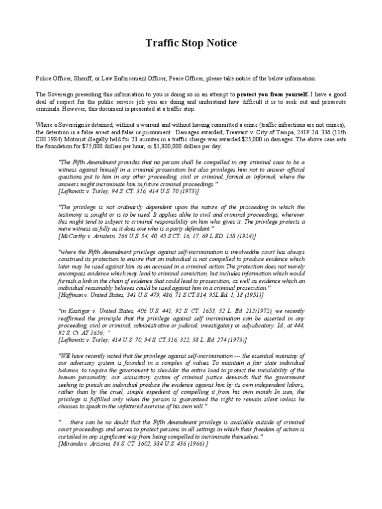 Understanding Rights During Traffic Stops | PDF | Fourth Amendment To ...