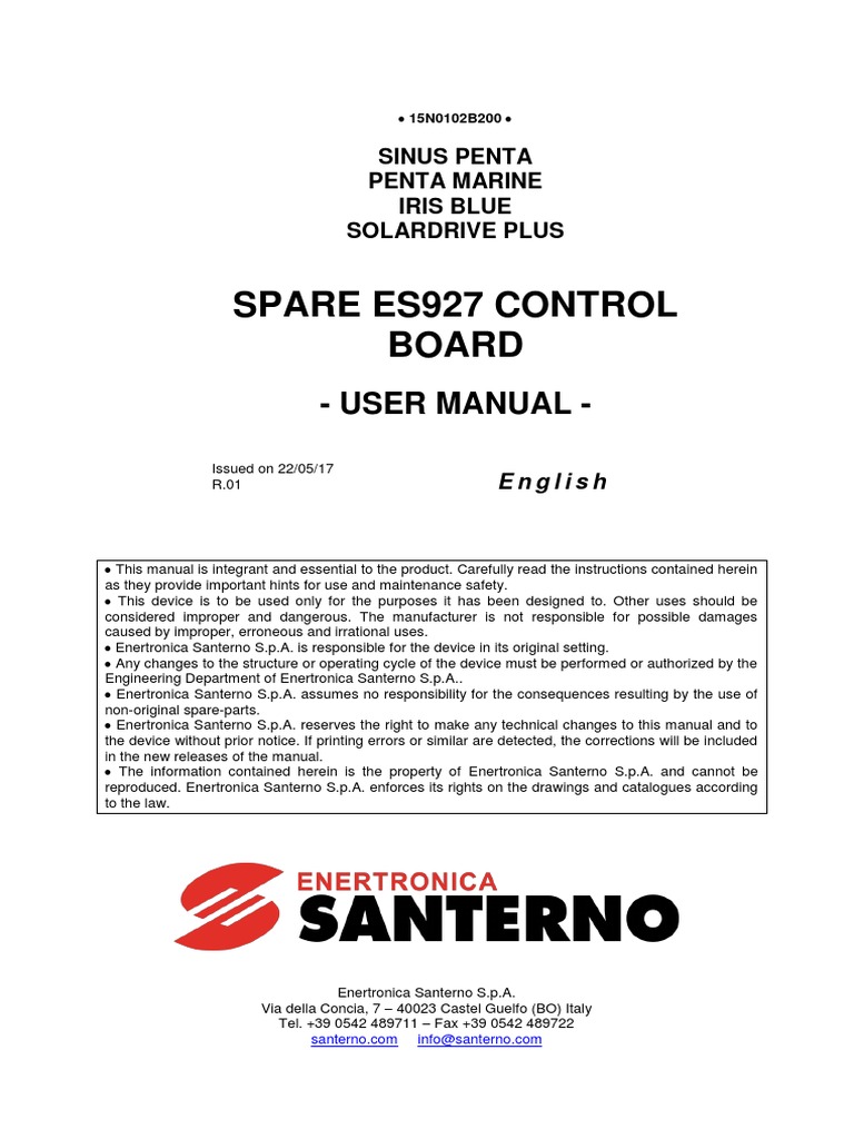 C SPARE ES927 CONTROL BOARD R00 - R01 EN | PDF | Power Supply | Parameter (Computer Programming)