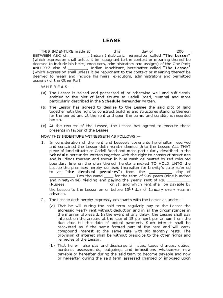 Lease Deed | PDF | Lease | Real Property Law