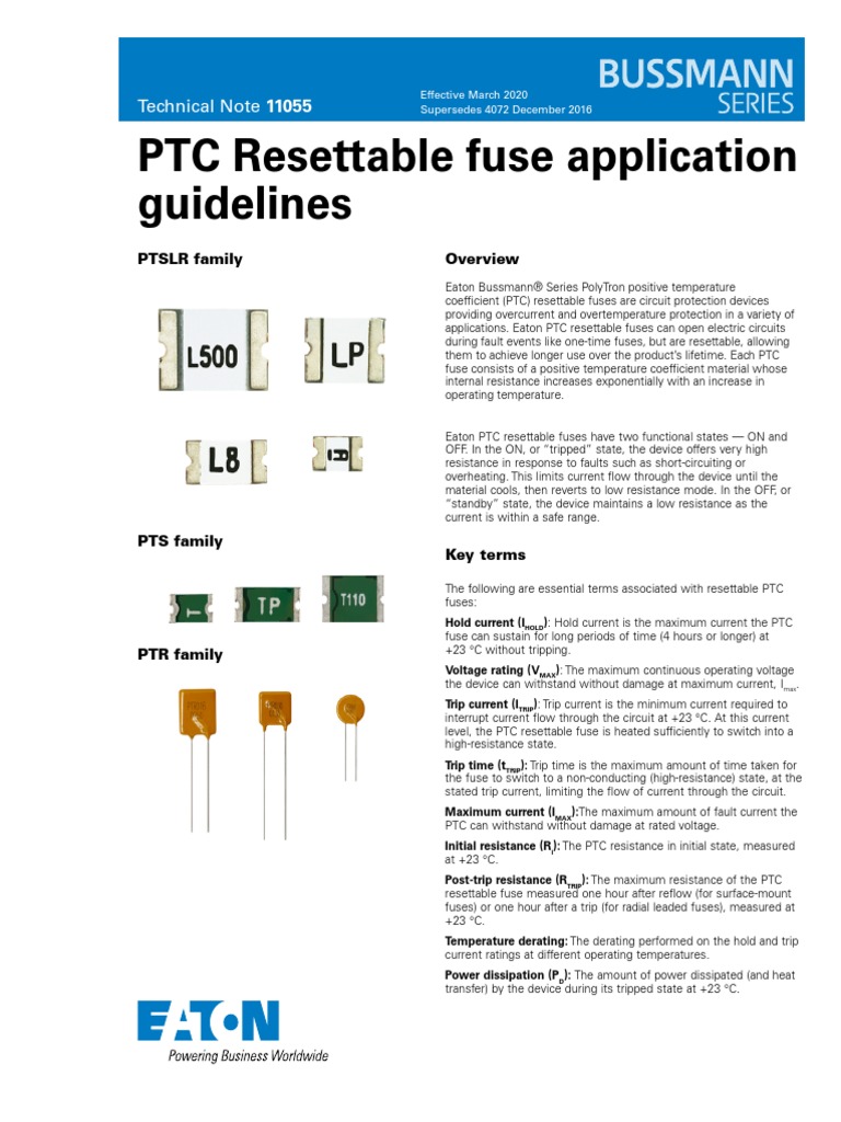 Eaton PTC Resettable Fuse Application Guidelines | PDF | Fuse ...