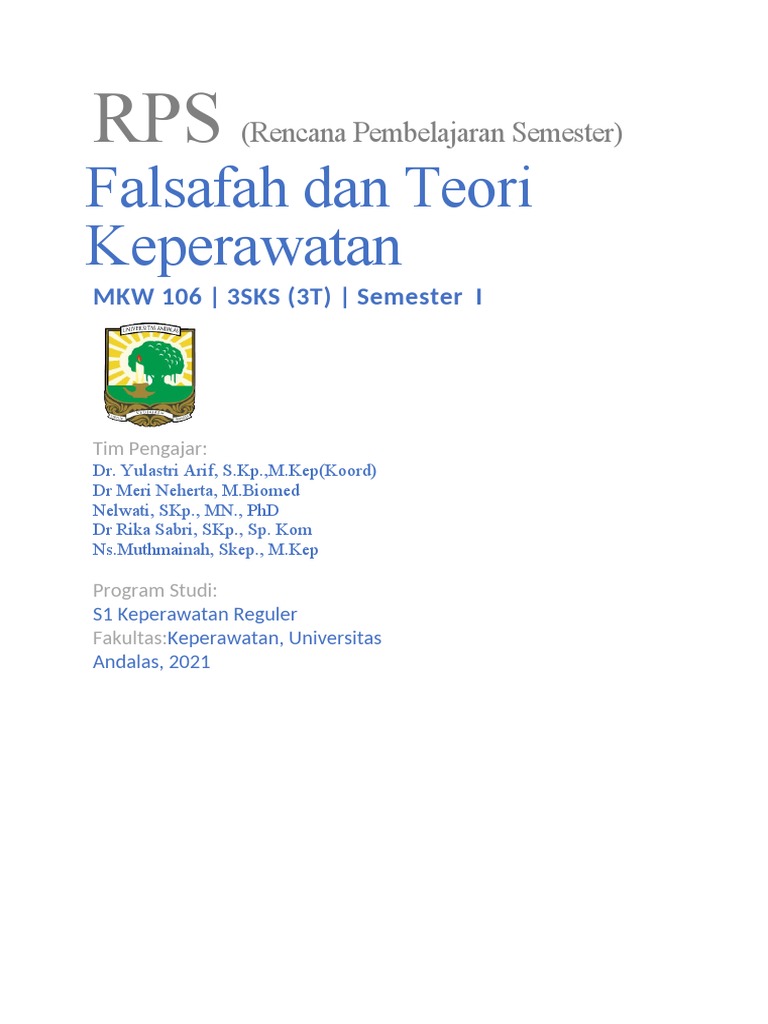 RPS Falsafah Dan Teori Keperawatan Kelas A | PDF