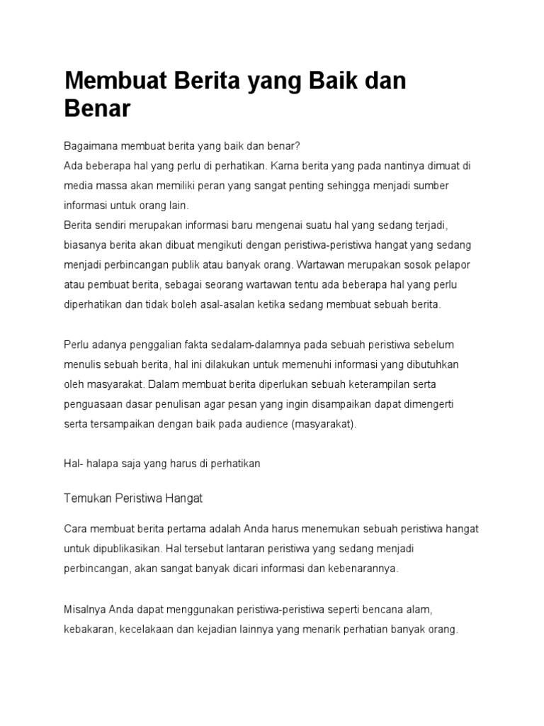 Membuat Berita Yang Baik Dan Benar | PDF