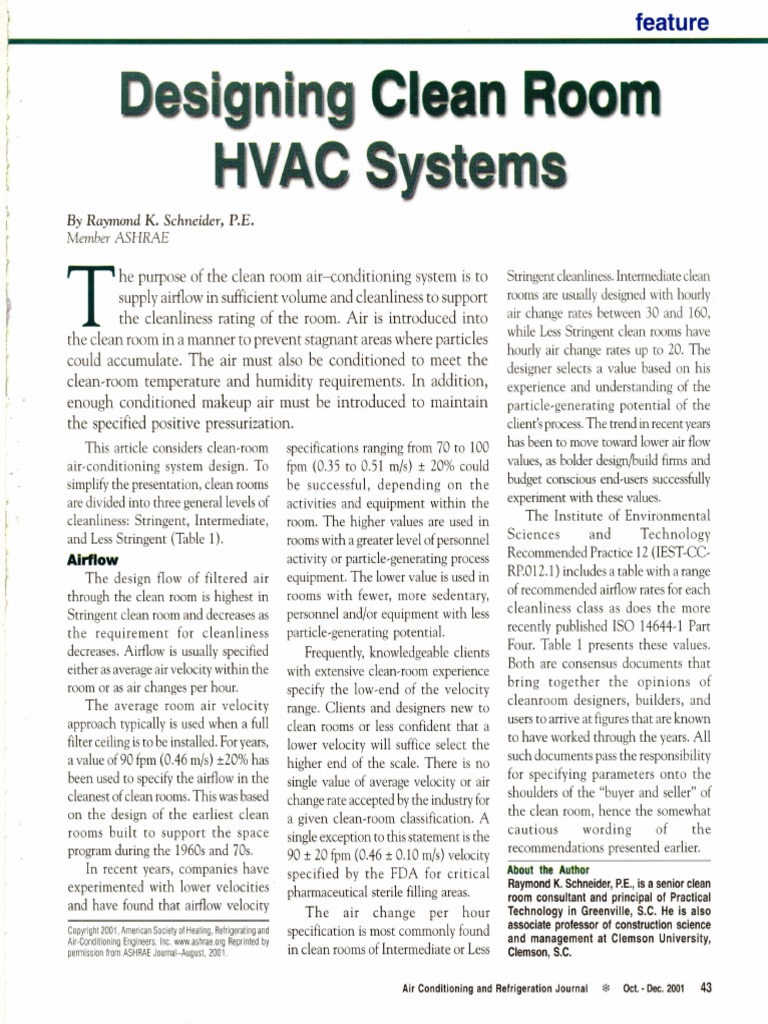 Designing Clean Room HVAC System | PDF