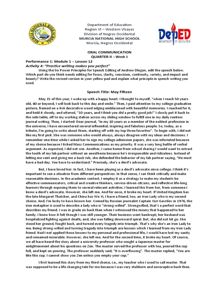 ORAL COM - Q2 - Performance Task | PDF | Rubric (Academic) | Conversation