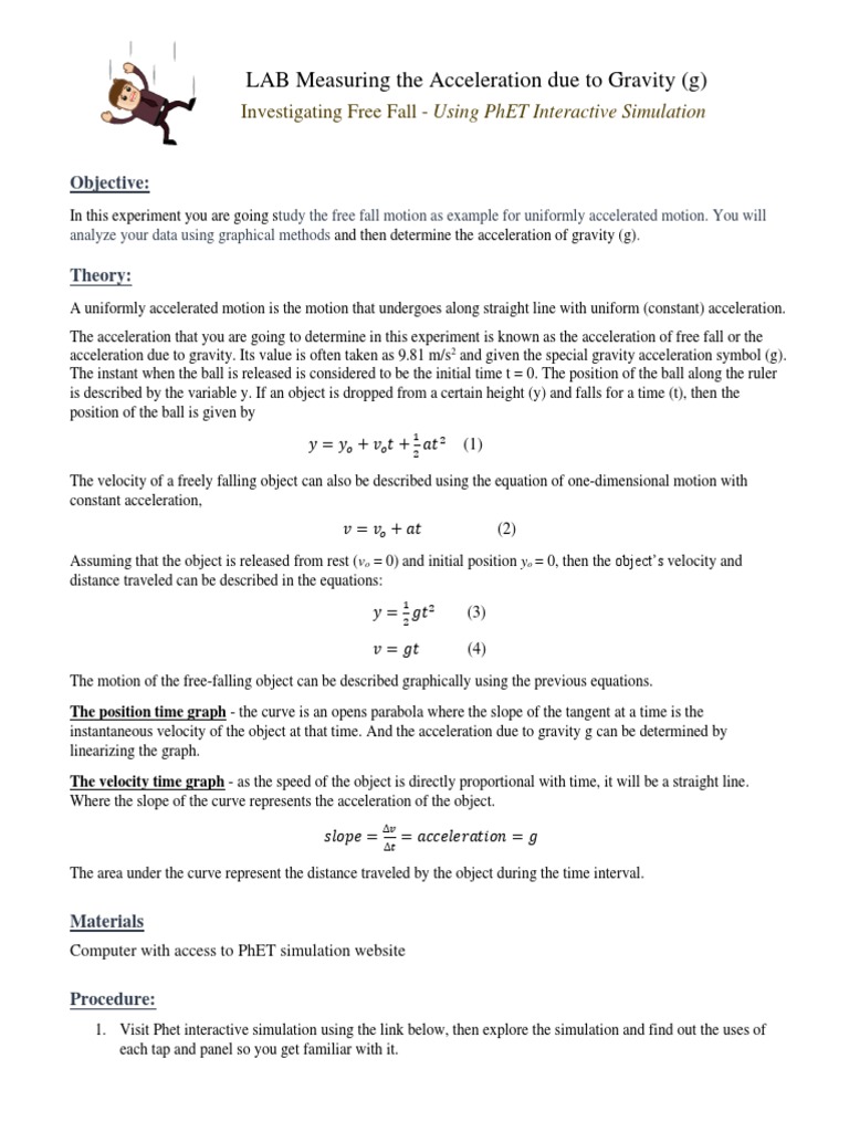 LAB Free Fall (Determining Acceleration Due To Gravity) Complete | PDF ...