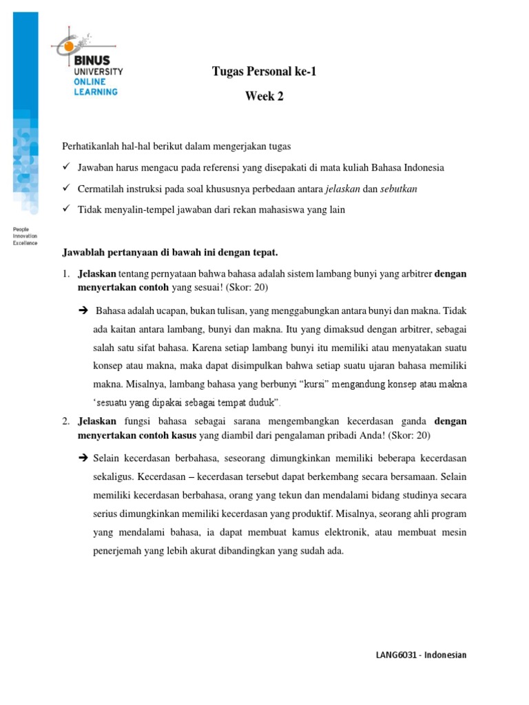 TP1 - Indonesian (Keysha-2402007715) | PDF