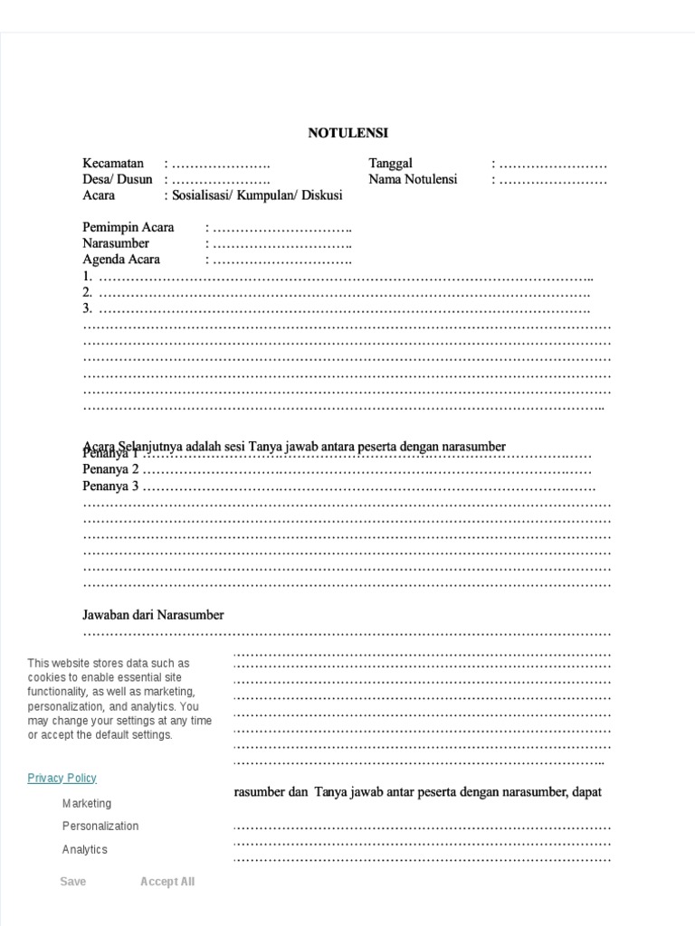 PDF Format Notulensi Kegiatan - Compress | PDF | Data Management | Data