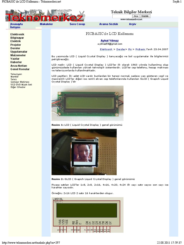 PICBASIC Ile LCD Kullanımı - Teknomerkez | PDF