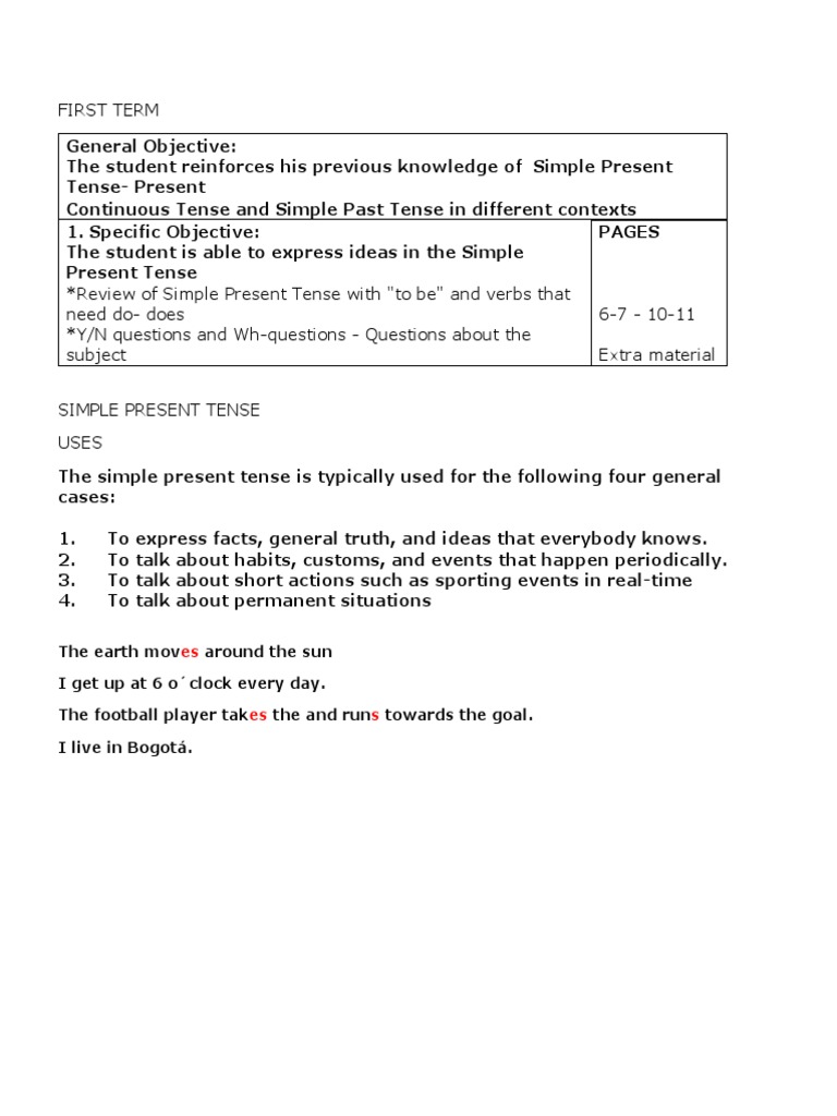 Simple Present Tense Review (Used On August 11) | PDF | Grammatical ...