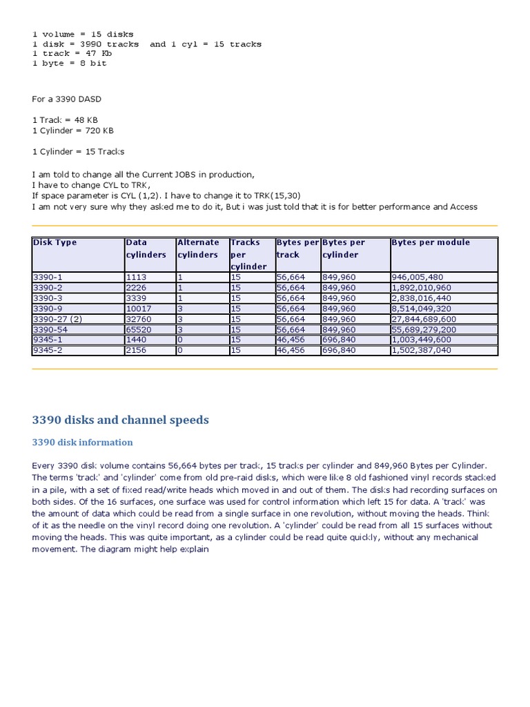 3390 Disks and Channel Speeds | PDF | Nature | Data Management